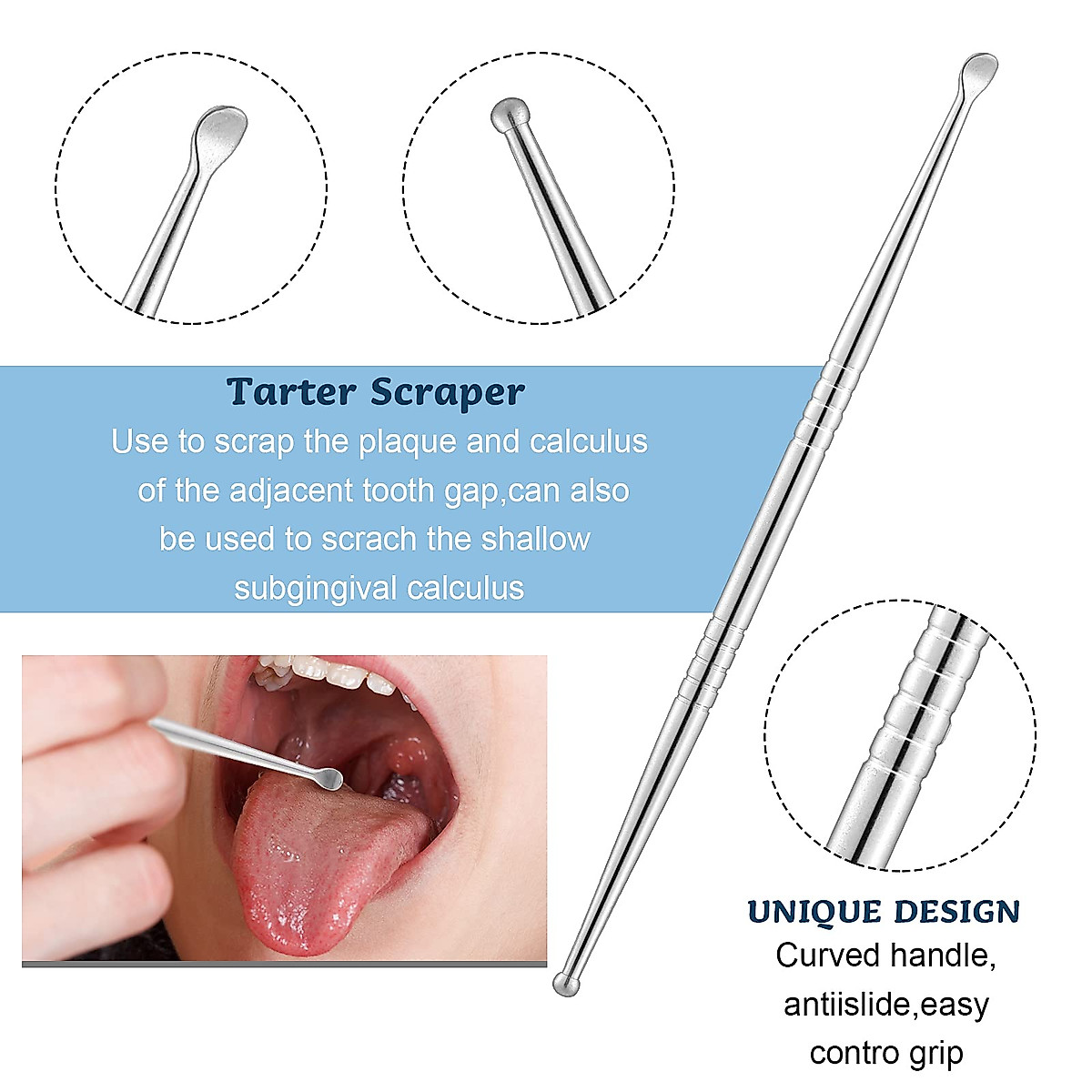 Nuanchu 4 Pieces Stainless Steel Tonsil Stone Removal Pick Tonsillolith Tool Oral Cleaner to Get Rid of Bad Breath