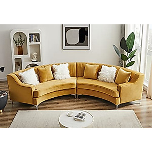 ERYE Contemporary Half-Moon Curved Symmetrical Modular Sectional Sofa for Living Room, 6 Toss Pillows Included, 140.94”Lx 41.73”Wx 33.46”H