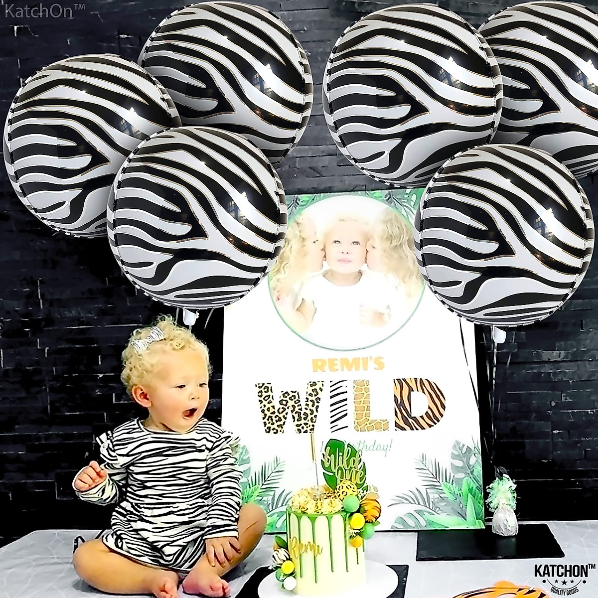 Large 22 Inch Zebra Balloons - Pack of 6 | Zebra Print Balloons for Black and White Party Decorations | Animal Print Balloons for Zebra Birthday Decorations | Zebra Balloon for Zebra Party Decorations