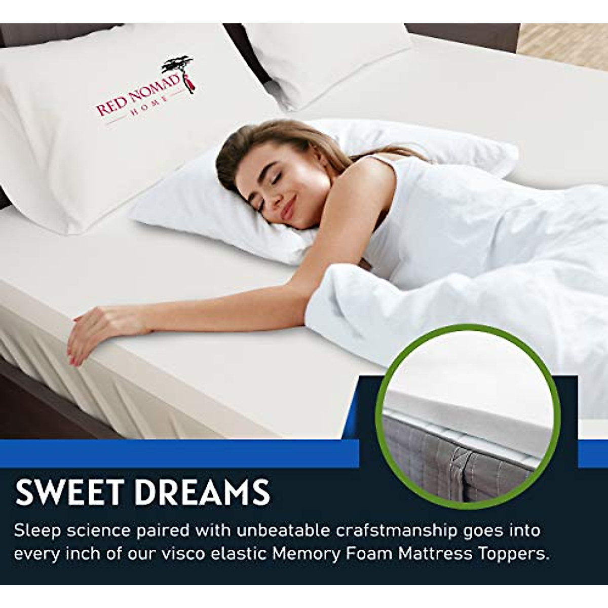 Red Nomad Memory Foam Mattress Pad 4 Inch - Twin Size Mattress Topper for Back Pain Relief. Breathable, Comfortable Cooling Bed Pad/Made in The USA