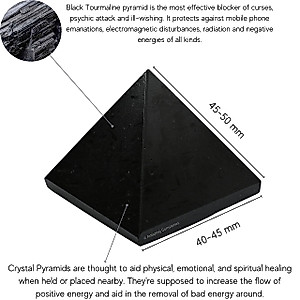 Black Tourmaline Pyramid Crystal Healing Stones - 2" Great Pyramid Figurine of Natural Stone Pyramid for Meditation, Reiki, Chakra Balancing and Crystal Pyramids Grid