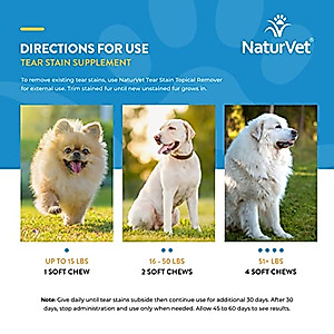 NaturVet – Tear Stain Plus Lutein – Eliminates Unsightly Tear Stains – Enhanced with Cranberry Extract, Marshmallow Root & Oregon Grape Root – for Dogs & Cats – 70 Soft Chews