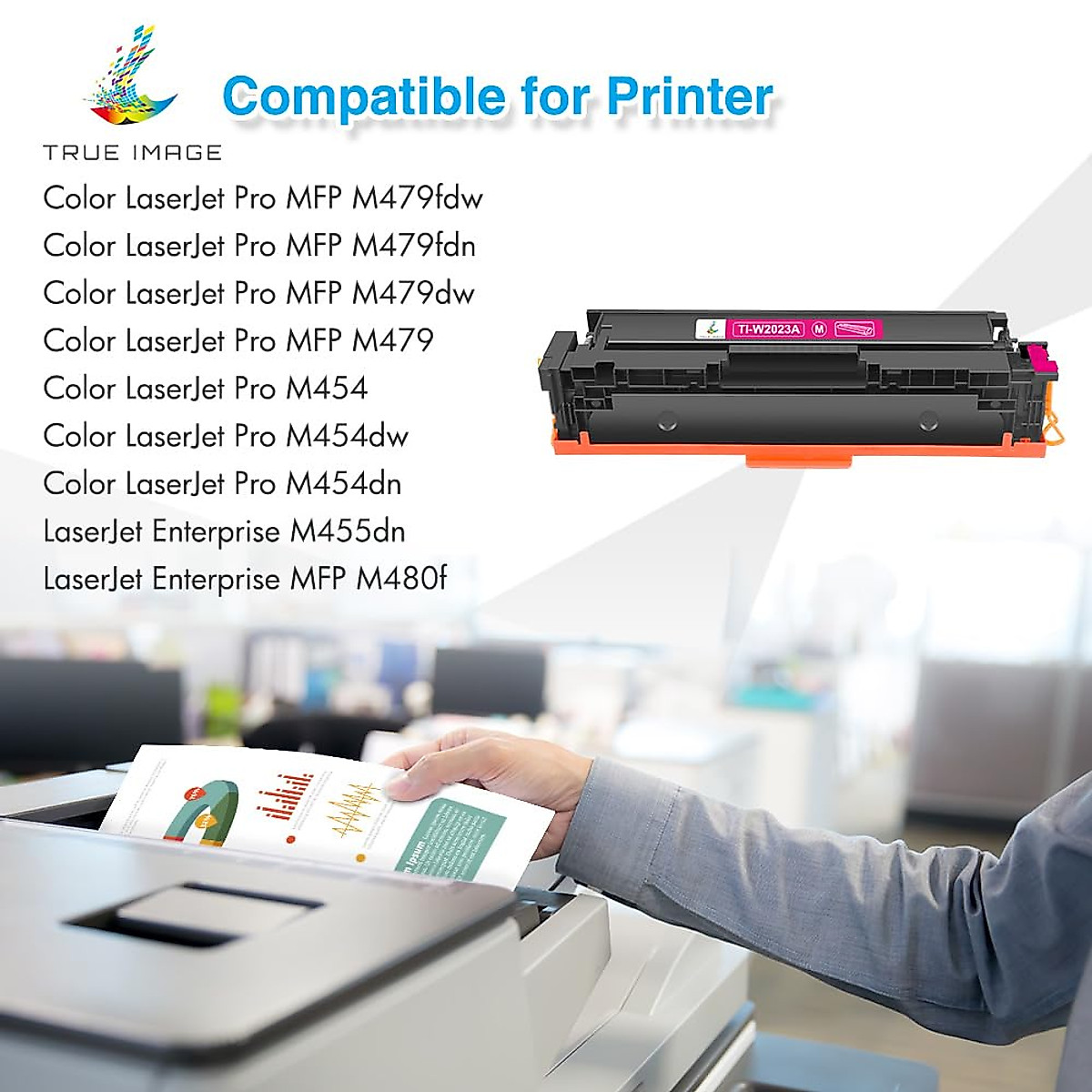 TRUE IMAGE Compatible Toner Cartridge Replacement for HP 414A W2020A 414X HP Color Pro MFP M479fdw M479fdn M454dw M454dn M454 M479 Printer Toner (Black Cyan Yellow Magenta,4-Pack)