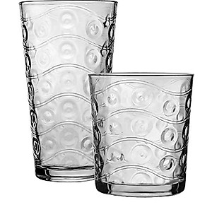 Circleware Cosmo Huge 12-Piece Glassware Set of Highball Tumbler Drinking Glasses and Whiskey Cups for Water, Beer, Juice, Ice Tea Beverages, 6-15.75 oz & 6-12.5 oz, Parade