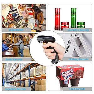 Bluehresy 2D Barcode Scanner USB Wired 1D 2D Datamatrix PDF417 QR Code Handheld Reader for Screen and Printed Bar Code Scan, Works with Windows Mac and Linux PC POS