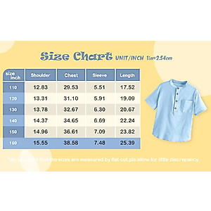 Inorin Boys Button Up Henley Shirt Short Sleeve Lightweight Summer Linen Cotton Dress Shirts Tees Tops with One Pocket Army Green