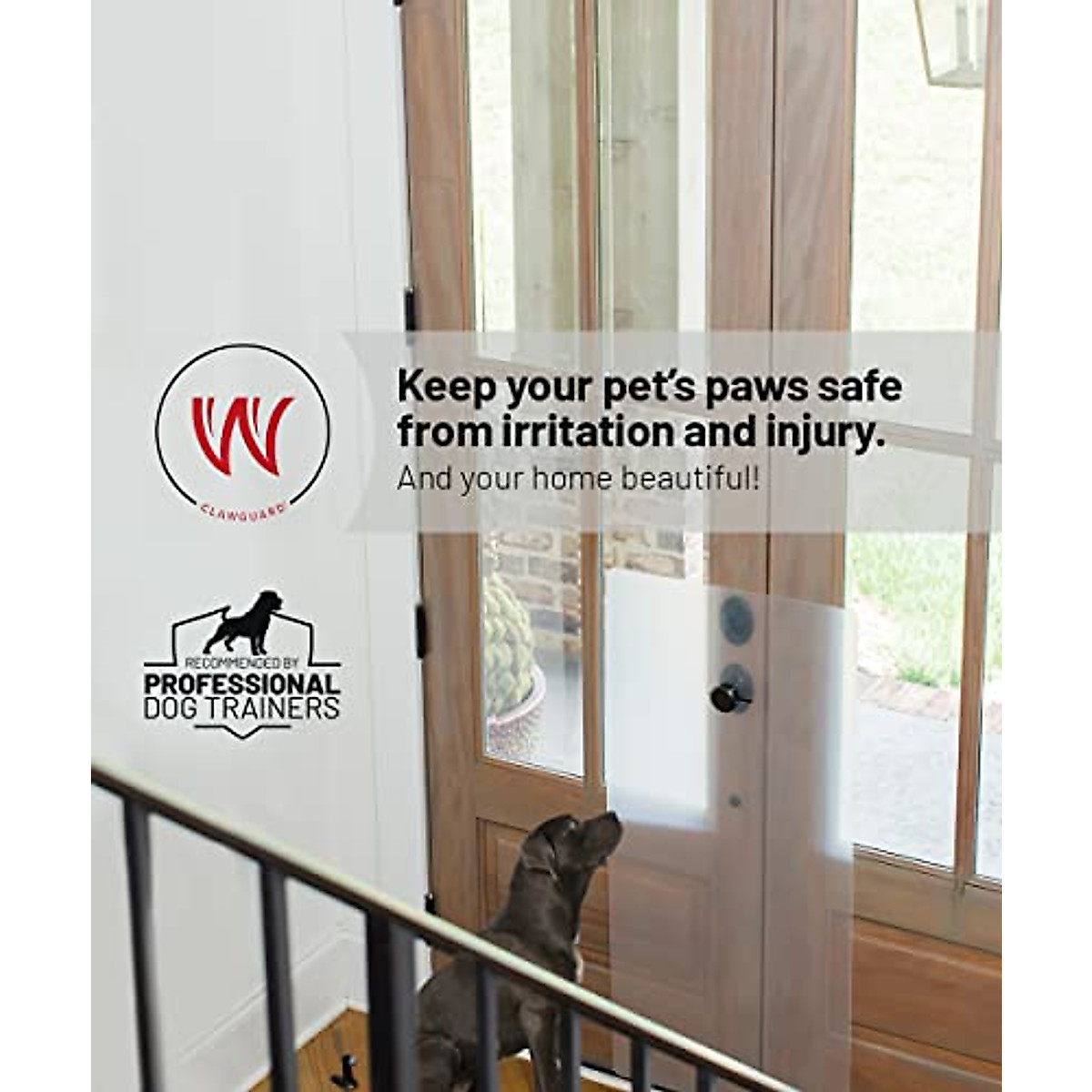 Heavy Duty CLAWGUARD - The Ultimate Door Scratch Shield, Frame & Wall Scratch Protection Barrier for Dog and Cat Clawing, Scratching and Damaging Doors, Scratch Shield 20in x 44in