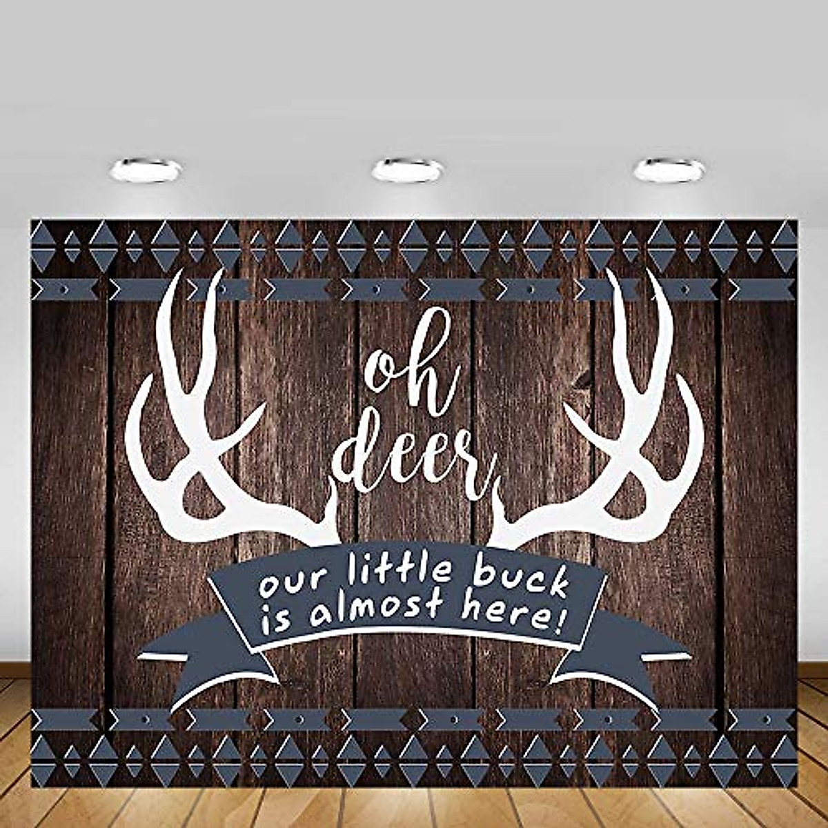 MEHOFOND 7x5ft Rustic Oh Deer Baby Shower Background Props Wood It's A Boy Buck On The Way Baby Shower Antlers Woodland Backdrop Party Decoration Photo Banner Supplies