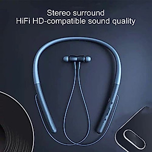OCUhome 5.0 Wireless Neckband Earphone, IPX5 Waterproof Stereo Wireless Headset with Microphone Noise Cancelling Earphones for Gym Running Compatible with iOS Android Black
