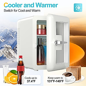 SPECILITE Mini Fridge, 4L/6 Cans AC/DC Skincare Fridge Portable Cooler and Warmer Small Refrigerator Transparent for Bedroom, Beauty, Makeup, Skin Care, Beverage, Cosmetics (White)