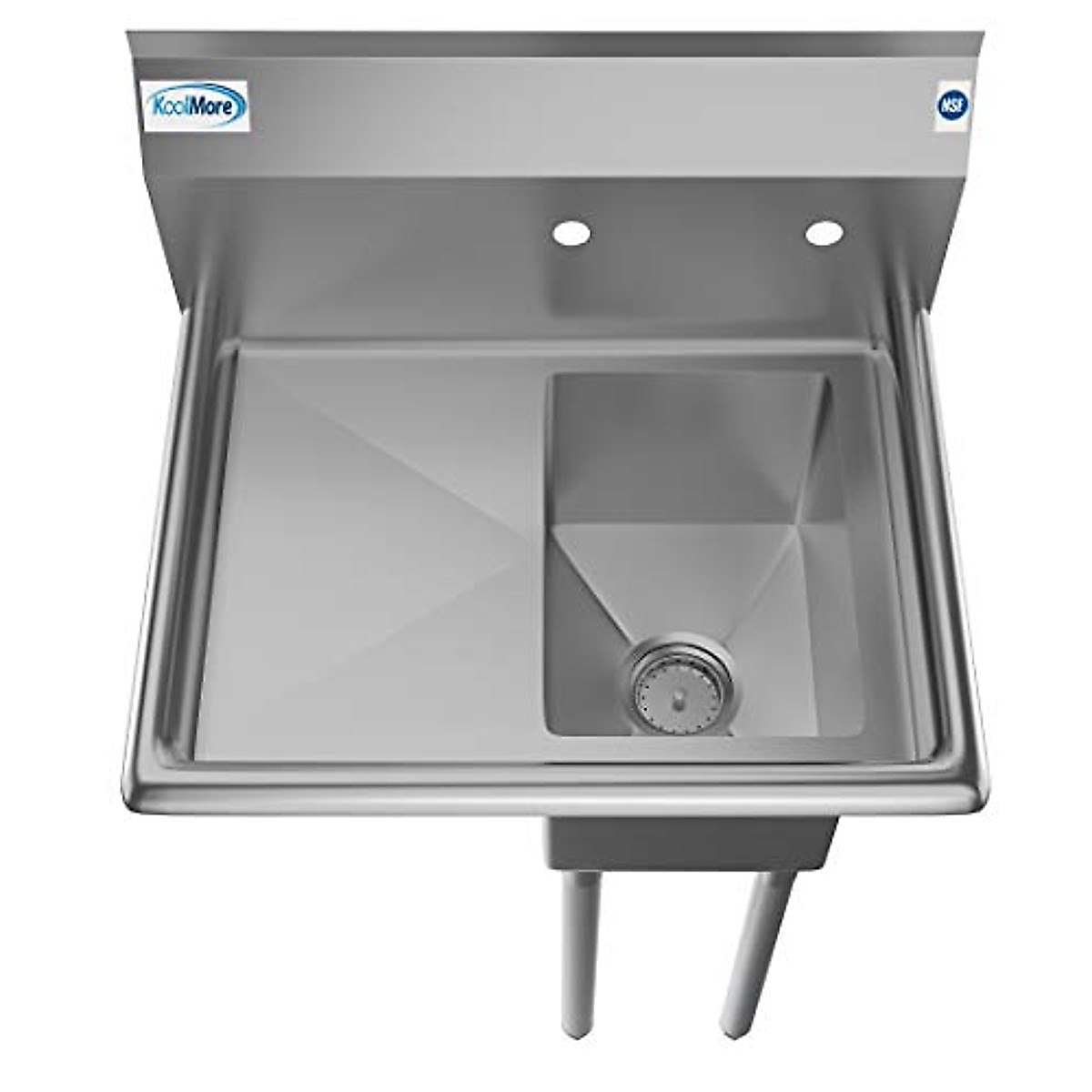 KoolMore 1 Compartment Stainless Steel Commercial Kitchen Prep & Utility Sink with Drainboard - Bowl Size 10" x 14" x 10", Silver, SA101410-12L3