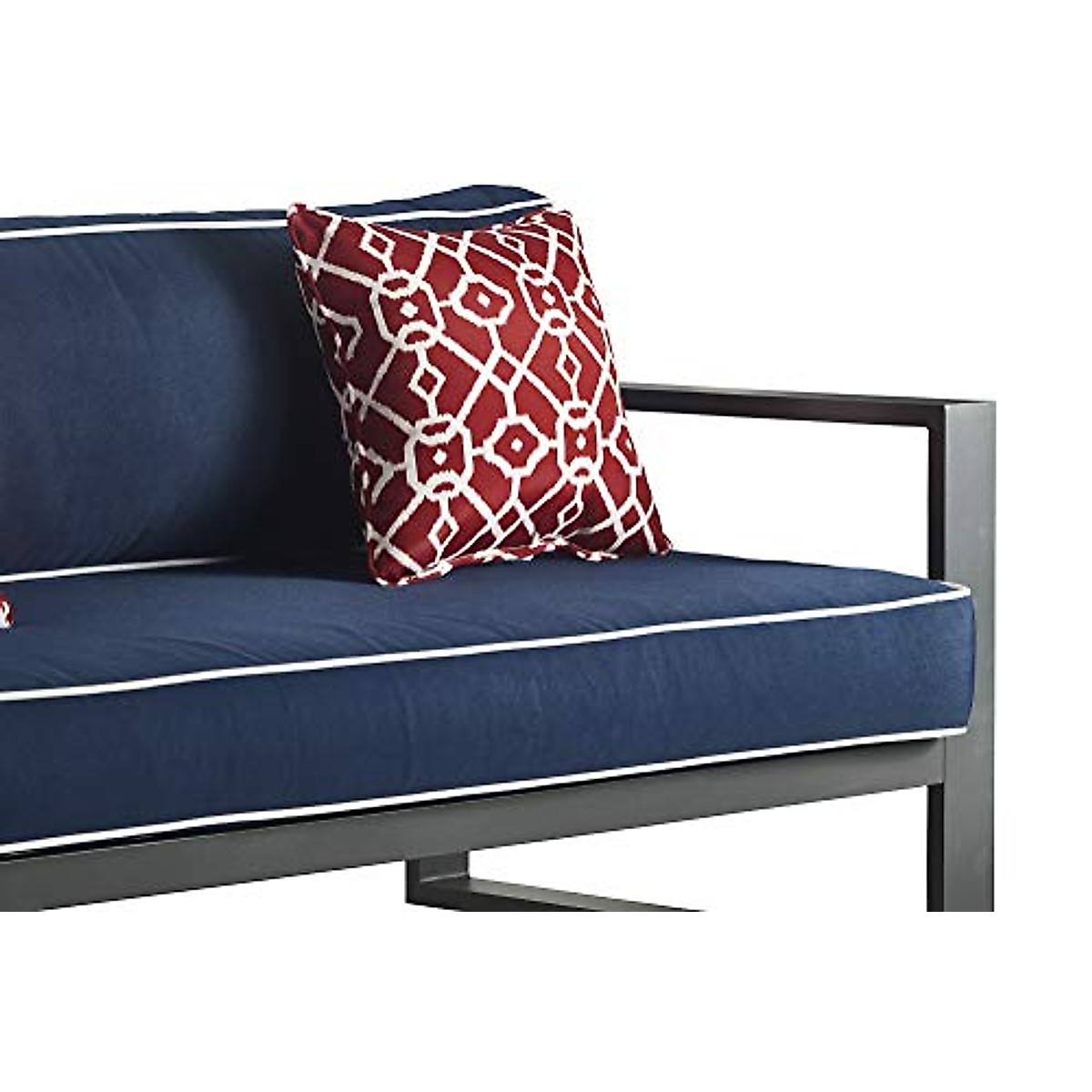 Tommy Hilfiger Monterey Modern Patio Outdoor Furniture Collection, Weather Resistant, Metal Frame, Sofa, Navy Blue & Dark Gray