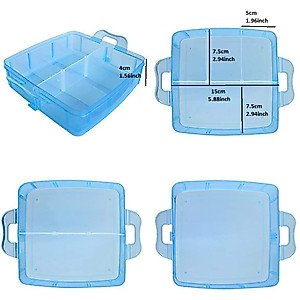 RainbowBaby 3-Tier Stackable Storage Box Organizer, 18 Adjustable Compartments, Small Plastic Craft Case Container Bins for Sewing Accessories, Jewelry Beads Arts and Crafts Beauty Supplies (Pink)