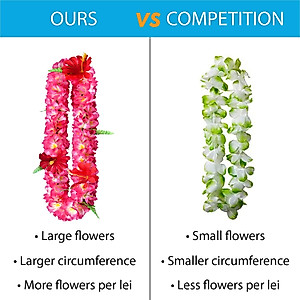 1PCS Luxury Necklaces Hawaiian Leis Tropical Flower Lei Graduation Hawaiian Lei Summer Beach Garland Thick Hawaii Luau Party Favors Decoration Holiday Wedding Birthday Party Supplies (13,Hawaiian