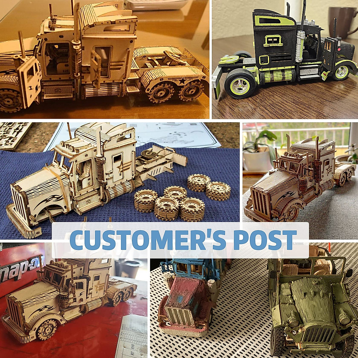 rowood Model Car Kit to Build,3D Wooden Puzzle, Scale Mechanical Vehicle Model Building Kits, Best Toys Gift for Adults & Teens - Heavy Truck