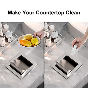 AEGIFT Trash Can Lid Square Trash Chute Built-in Countertop Trash Grommet Stainless Steel Swing Lid Waste Chute for Kitchen & Bathroom