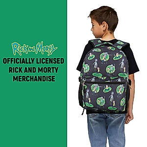 RICK AND MORTY Allover Backpack, Summer and Squanchy - Official School Bookbag (Black)