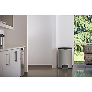 Rubbermaid Commercial Products 1902001 Rubbermaid Commercial Slim Jim Stainless Steel Front Step-On Wastebasket with Trash/Recycling Combo Liner, 24 gal, Black Trim