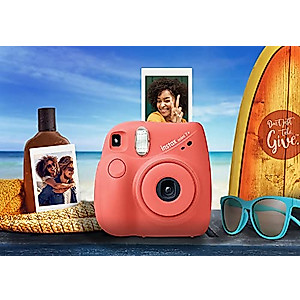 Fujifilm Instax Mini 7+ Instant Camera Bundle-Deluxe Kit, Fuji Instax Mini Film (20 Sheets), NeeGo Photo Album (Coral)