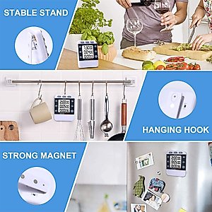 HomeMall Digital Dual Kitchen Timer, Cooking Timer, 3 Channels Count Up ＆ Down Timer with Magnetic Back, Large Display, Adjustable Volume, ON/Off Switch Stopwatch, Battery Included