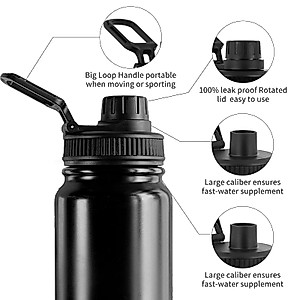 Vacuum-Insulated Stainless-Steel Water Bottle 27oz - Cold and Hot Drinks Sport Water Bottle with a Handle and a Leakproof Spout Screw Lid, Sweat-Proof Modern Flask with Wide Mouth