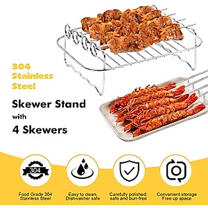 Dual Basket Air Fryer Accessories for Ninja Foodi DZ401 DZ550 DZ302 & Other 10 Quart 2-Basket DualZone Air Fryers, Come with Air Fryer Rack Set, 100Pcs Paper Liners, Silicone Brush & Tongs