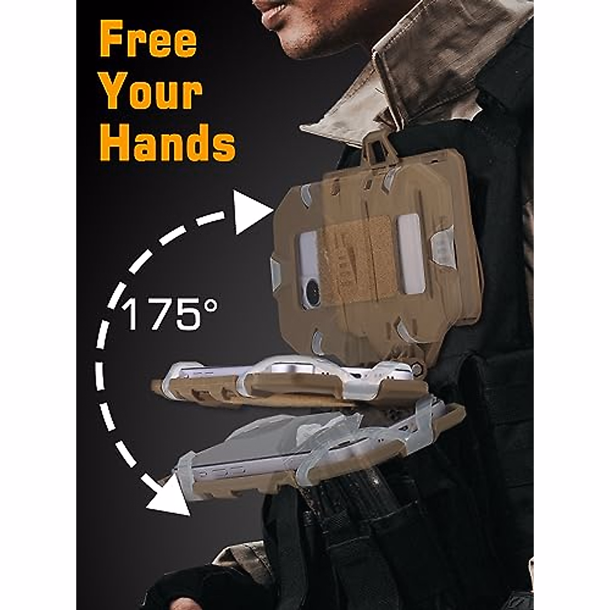 EralcNa Tactical Plate Carrier Vest Attachments, Universal Phone Chest Mount for Screen Size 6.1"-6.7" (tan)