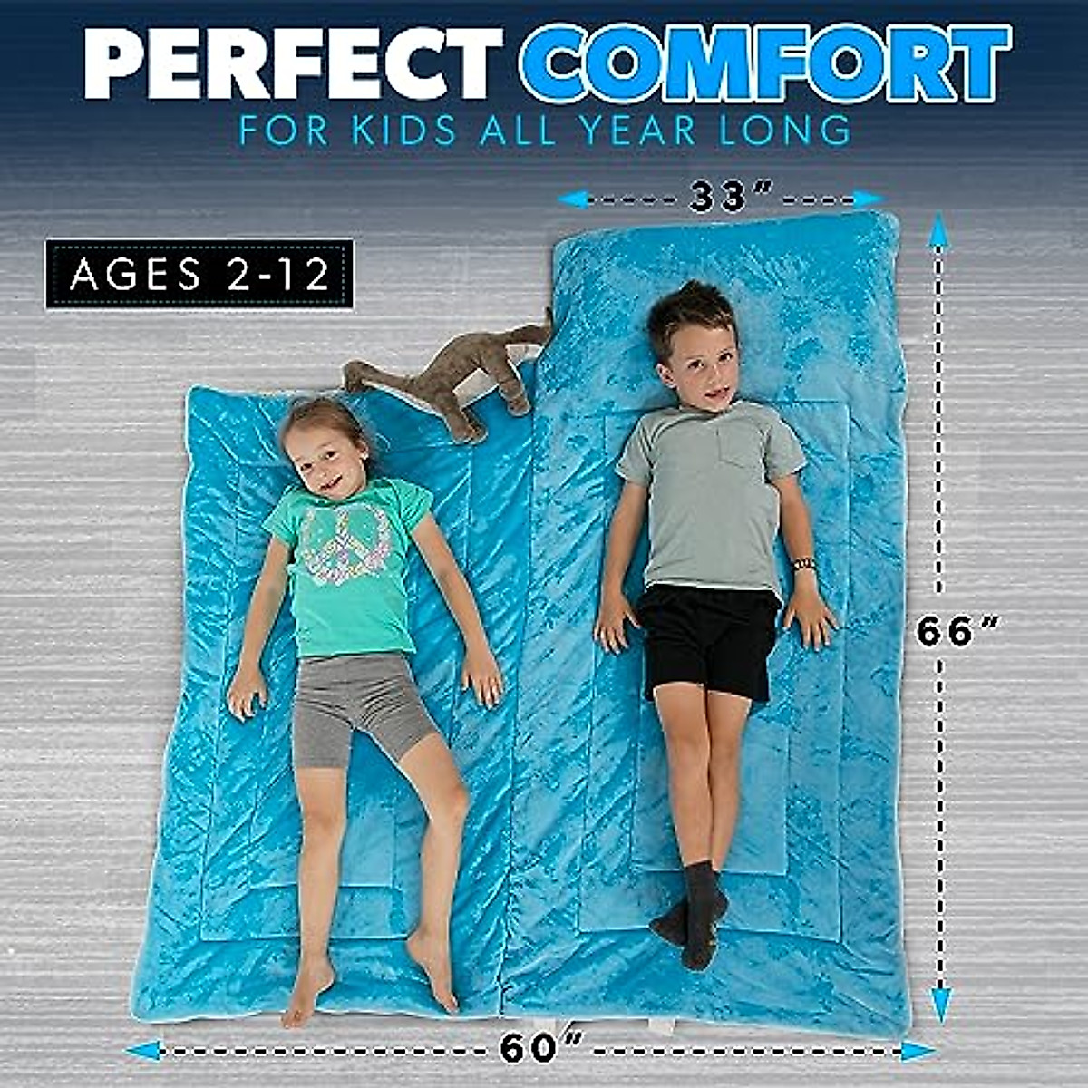 Dinosaur Sleeping Bags – Cozy Sleeping Bag for Boys Girls Aged 2-12 – Glow in The Dark Dinosaur Design – Ultra-Soft and Comforting Kids Sleeping Bag – 33 x 66-inch