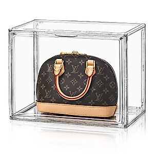 Clear Plastic Handbag Storage Organizer for Closet,Acrylic Purse Organizer with Magnetic Door,Dustproof Book & Cosmetic Display Cases,Large Figures Collectibles Showcase,Shoe Box, Bag Organizer