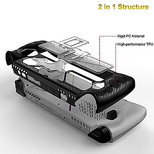 Yebowe Protective Case with Foldable Kickstand for ASUS Rog Ally 2023, Full Body Shockproof Protector Case Cover with Stand Non-Slip Handheld Game Console Skin for Rog Ally Accessories, White