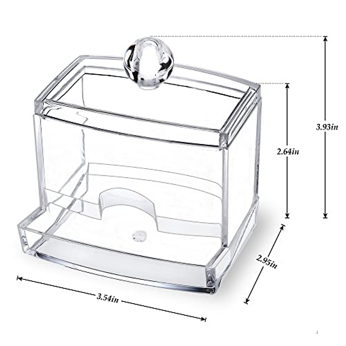 MOSIKER Qtip Dispenser Cotton Swab Holder with Lid,Acrylic Clear Small Bathroom Organizer for Makeup Pads and Toothpick