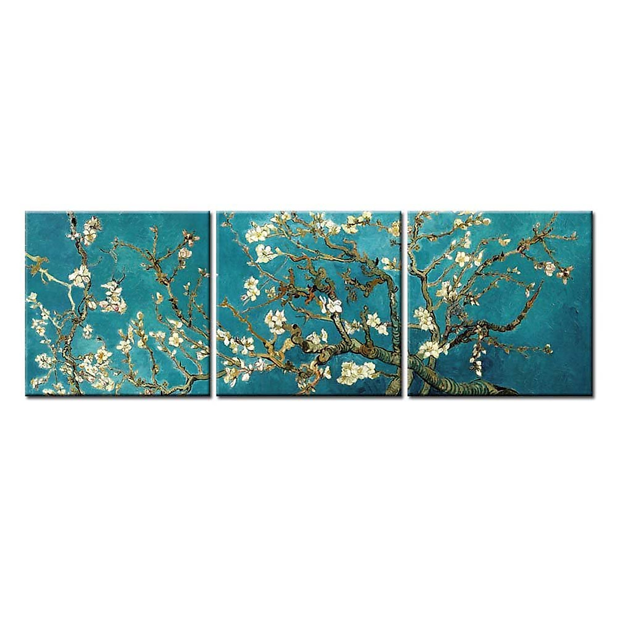Van Gogh Wall Art Canvas Print Painting Almond Blossom Picture The Van Gogh Classic Arts Stretched and Framed Artwork for Living Room 16x16inchx3