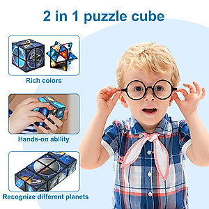 Star Cube,Vcall 2 in 1 Combo Infinity Cube Fidget Toy Magic Star Cube Smooth Surface Magic Cube Puzzle for Kids and Adults to Stress and Anxiety Relief Mini Preschool Toys