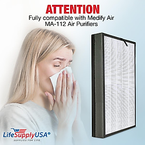 LifeSupplyUSA 3-in-1 Filter (HEPA, Carbon, Pre-Filter) fits MA-112 air purifier