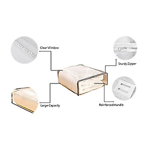 ANVI HOME Clear Vinyl Zippered Storage Bags with Handle 15x18x6 Inch Pack of 6 for Blanket, Linen, Sweater, Bed Sheet, Quilt, Clothes, Pillow, Comforter, Foldable