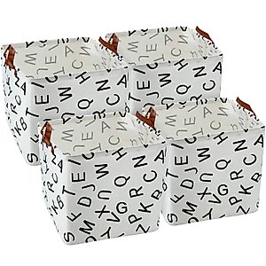 4 Pieces Square Alphabet Canvas Storage Bins Waterproof Toys Canvas Organizer 13 x 13 Inch Kids Laundry Box Foldable Cube Containers with Handles for Nursery Home Closet Bedroom Drawers