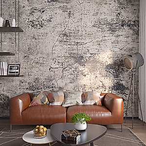 FunStick 15.7"x240" Stained Grey Concrete Contact Paper for Countertops Self Adhesive Removable Concrete Wallpaper Peel and Stick Industrial Faux Cement Wall Paper Roll for Bathroom Living Room Desk