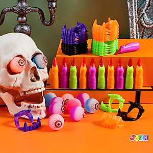 JOYIN 72 PCS Halloween Party Favors Game Toy Gifts-Scary Eyeballs, Witch Fingers and Vampire Teeth Set for Kids Child Trick or Treat, Gift Exchange, Halloween Carnival Game Prizes