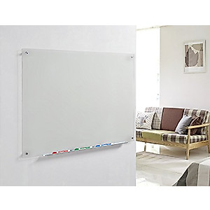 Audio-Visual Direct Frosted Glass Dry-Erase Board Set - 2' x 1.5' - Includes Hardware & Marker Tray (Non-Magnetic)