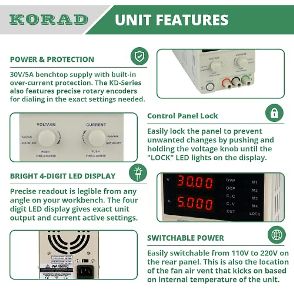 KORAD KD3005D - Precision Variable Adjustable 30V, 5A DC Linear Power Supply Digital Regulated Lab Grade…