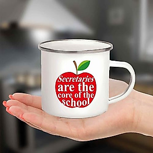 Funny Gift - Secretary Appreciation Gift, A Gift For Secretaries - Core Of The School, Quote On 12oz Enamel Silver Mug