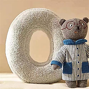 Naibyuki Plush Letter Throw Pillows Soft Decorative 3D English Alphabet Pillows Cushion for Couch Bed Car (R,12" W×15" L)