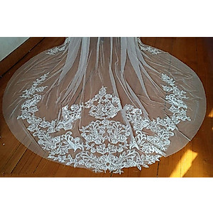 Wedding Capes Lace Bridal Veils Appliques Bridal Wraps Cathedral Length Wedding Cloak (4 meters, white)