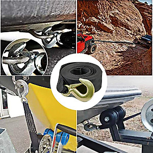 Boat Winch Strap, Heavy Duty Tow Straps with Hook and Loop End for Boat, Trainler, Wave Runner, Fishing Jet Ski,Towing Replacement Securing Tie Down Marine - 2" x 20', Break Strength 6600lbs