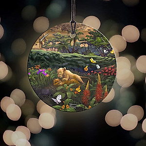 Disney – The Lion King – Return to Pride Rock – Young Simba and Nala – Thomas Kinkade Studios – 3.5” Starfire Prints Hanging Glass Print Accessory – Suncatcher Hanging Glass Collectible