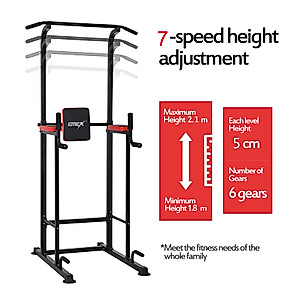 Emer Power Tower Pull Up Bar Workout Dip Station,Multi-function Home Gym Strength Training Fitness Equipment (black)