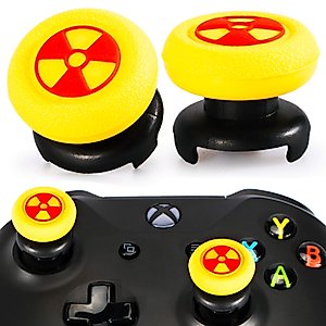 Playrealm FPS Thumbstick Extender & 3D Texture Rubber Silicone Grip Cover 2 Sets for Xbox Series X/S & Xbox One Controller(Radiation Yellow)
