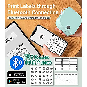 Phomemo Label Makers, P12 Label Maker Machine with Tape, Sticker Label Maker Compatible with Different Material Labels, Small Label Printer to iOS and Android Device, with Multiple Templates Font Icon