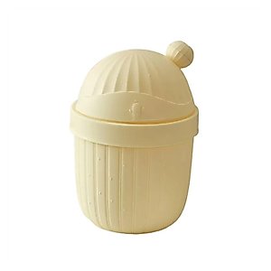 GLigeT Garbage bin Trash can Household New Living Room Dormitory Office Cream Bathroom Toilet with lid Paper Basket Trash Can (Color : White, Size : Small)
