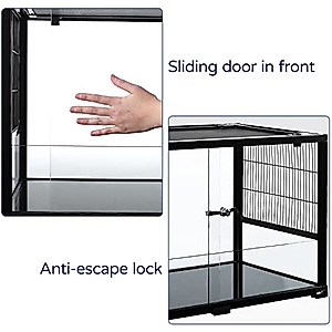 OIIBO Large Glass Hamster Cage, 40 Gallon Deluxe Big Hamster Cage 32" L x 16" W x 18" H Chew-Proof Small Animals Habitat with Front Sliding Door, Full View Hamster Cage